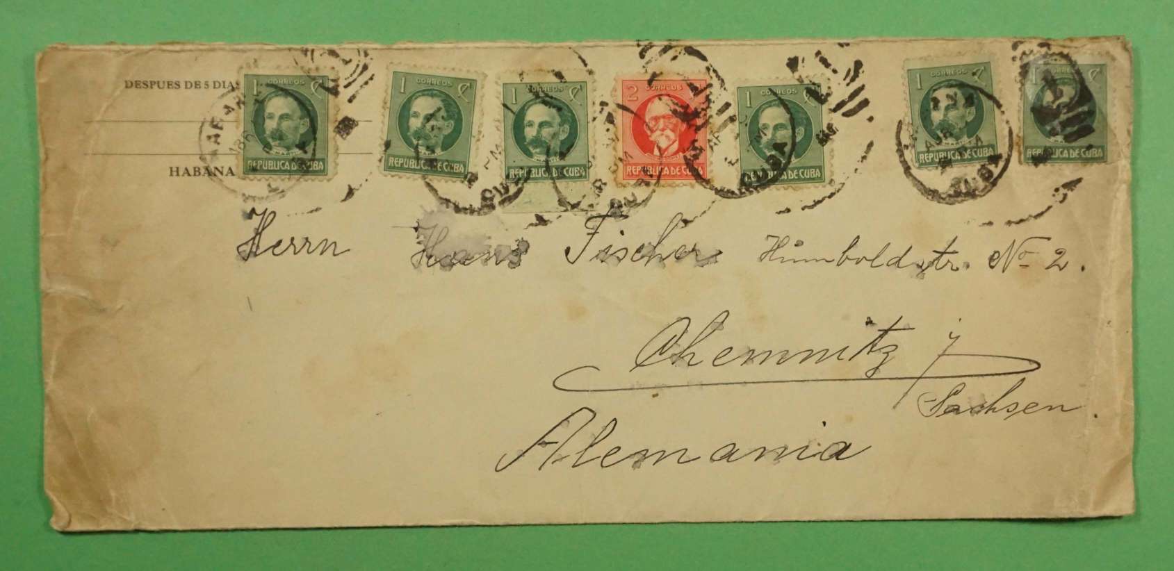 c1930 QBA COVER HAVANA TO GERMANY - Dr Who Stamps